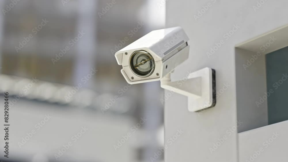 CCTV camera installed on wall of the building. Scan the area for ...