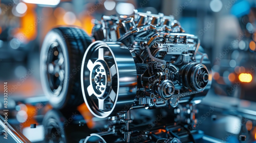 3D Close-Up of Automotive Parts: parts like engines, dashboards, or ...