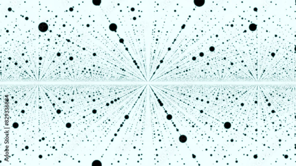 Flying inside abstract space with rows of flying dots. Animation ...