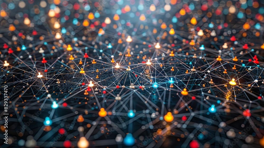 Global Connection Technology and Social Network Concept. World Map with ...