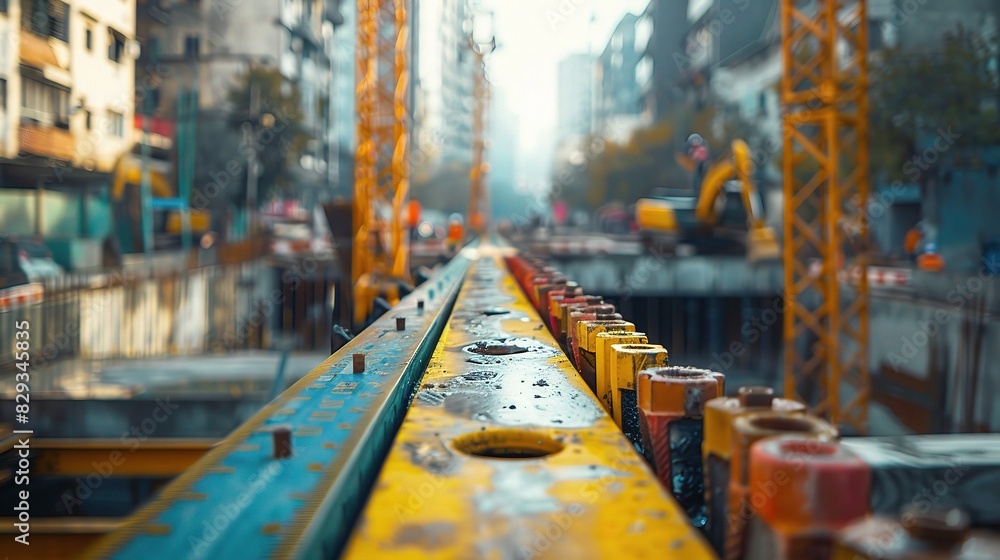 onstruction tools in action, with colorful measuring tapes and levels ...