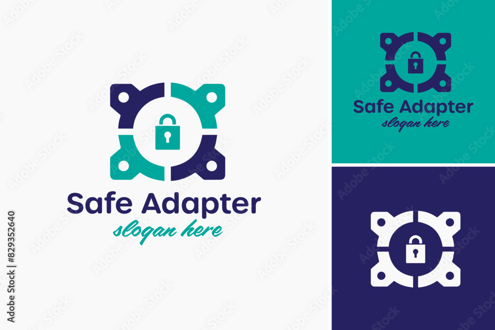Safe Adapter Logo: A robust design featuring a plug and shield ...