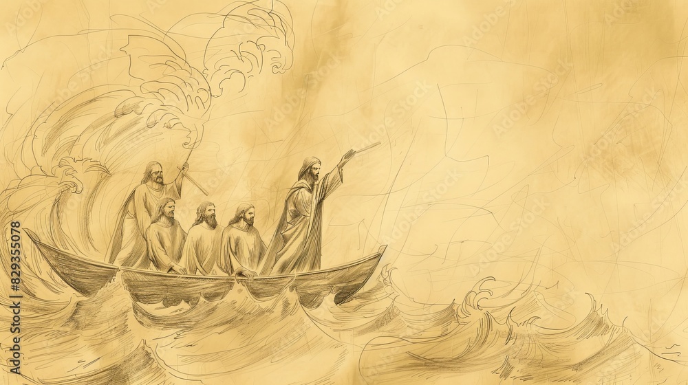 Biblical Illustration: Jesus Calms the Storm, Commanding the Sea ...