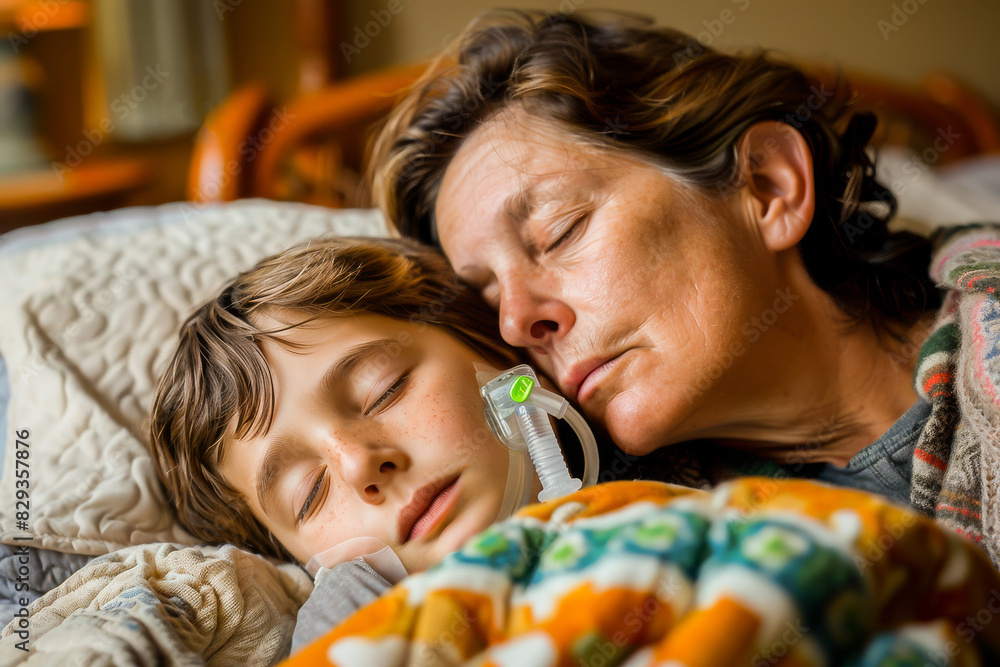 A touching moment captures a grandmother loving and comforting her ...