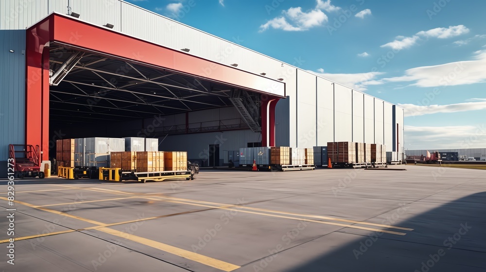 warehouse industrial large building exterior dock ramp entry gate ...