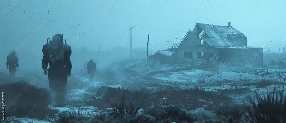 Rusting robots, wandered aimlessly through a ghost town, shrouded in a ...