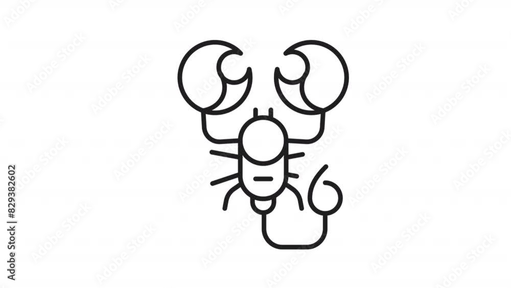 Animated scorpio icon. Scorpion moving his pincers line animation ...