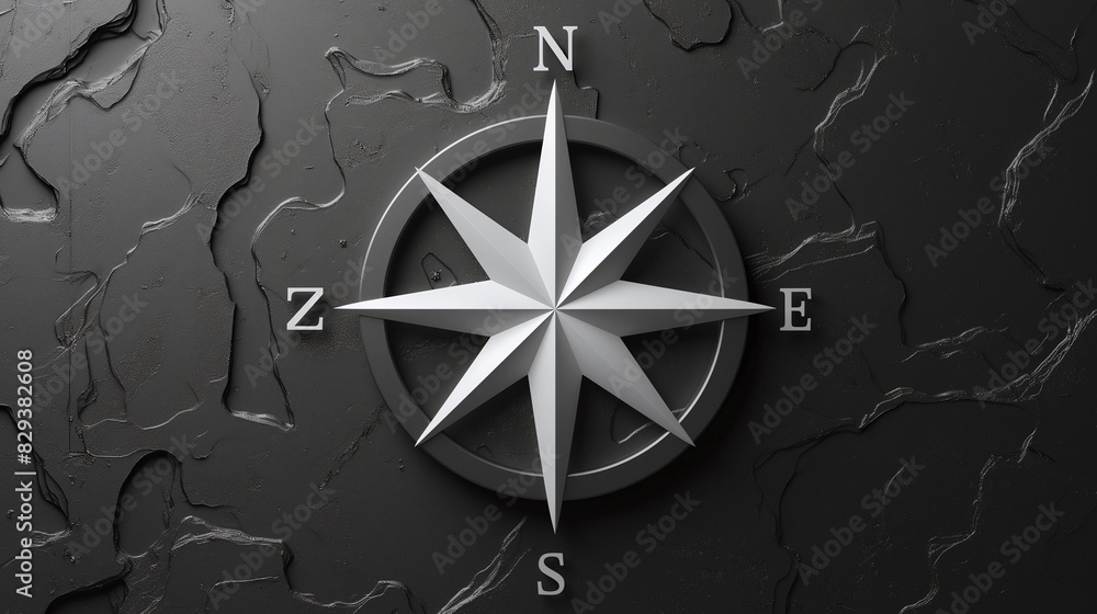 Modern Compass Rose: Sleek Navigation Symbol on Dark Textured ...
