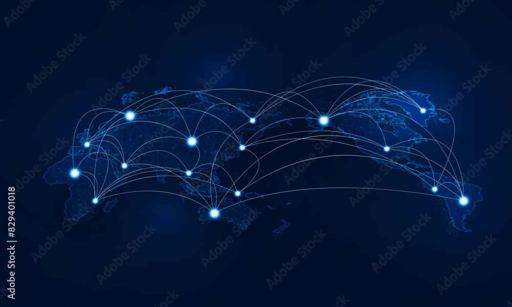 Abstract Airlines of the world map of airplane for logistic on Light ...
