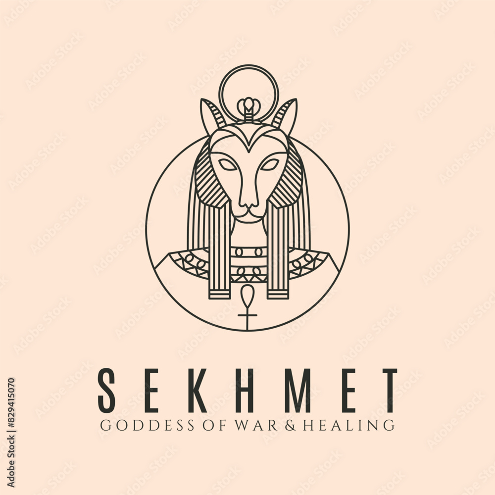 sekhmet egypt line art logo vector symbol illustration design Stock ...