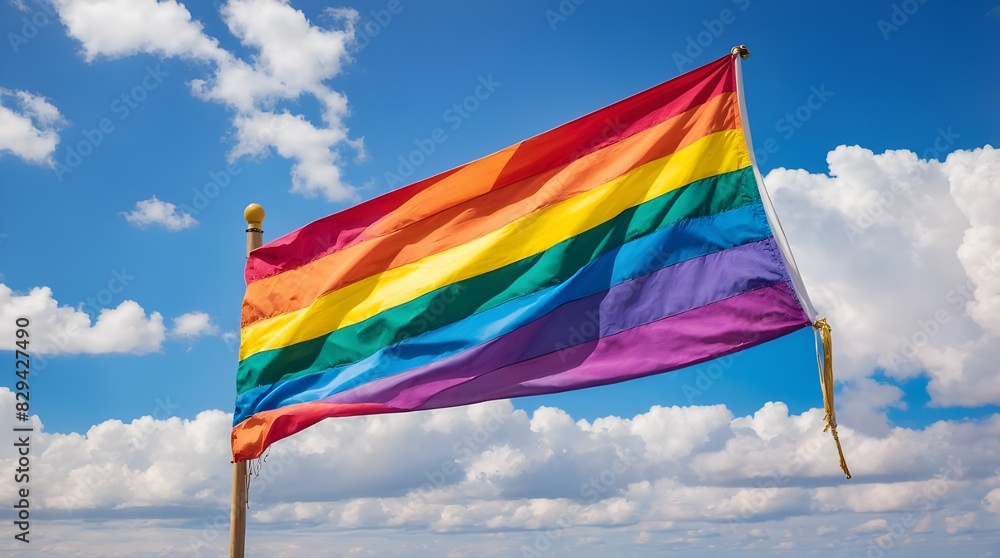 rainbow flag in the wind, Pride banner for intersex inclusivity. Fresh ...