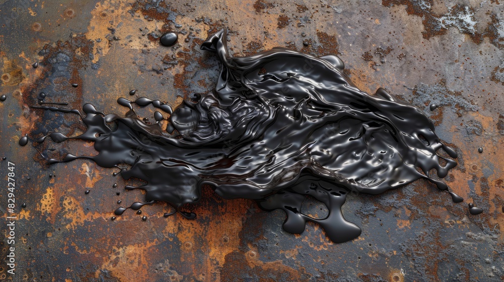 ภาพประกอบสต็อก Oil-soaked rag lying on a rusted metal surface, with ...