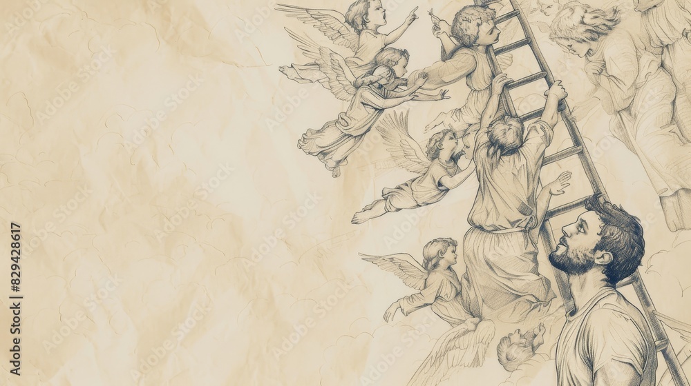 Biblical Illustration: Jacob's Ladder, Jacob Dreaming of Ladder to ...