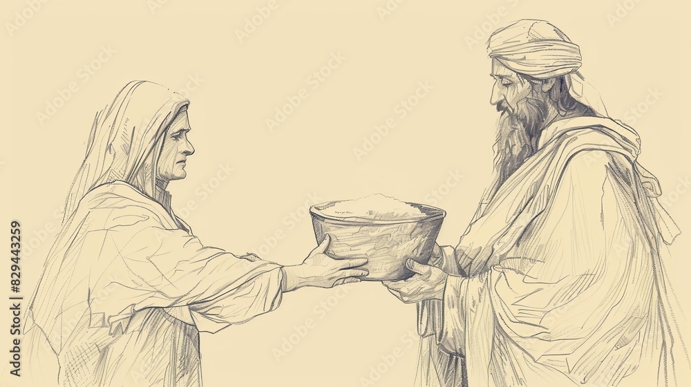 Biblical Illustration: The Widow of Zarephath, Elijah Providing Endless ...