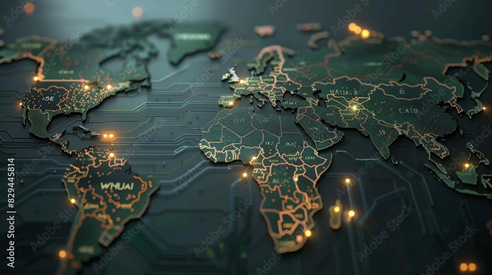 Global Connectivity and Digital Network Concept - World Map with ...