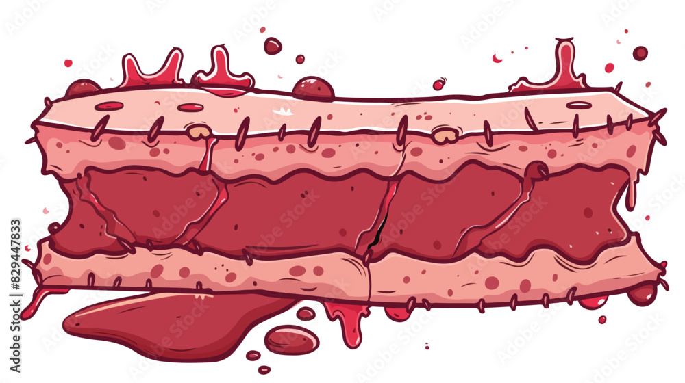 Wound stitch. Bloody skin scar. Cut mark Cartoon vector Stock Vector ...