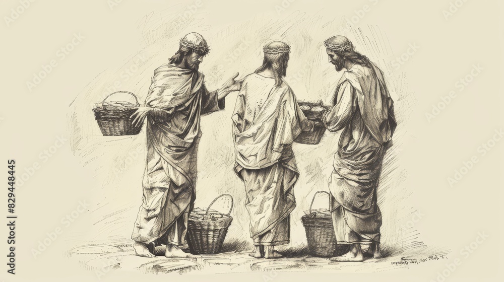 Biblical Illustration: The Feeding of the 5000, Jesus Multiplying ...