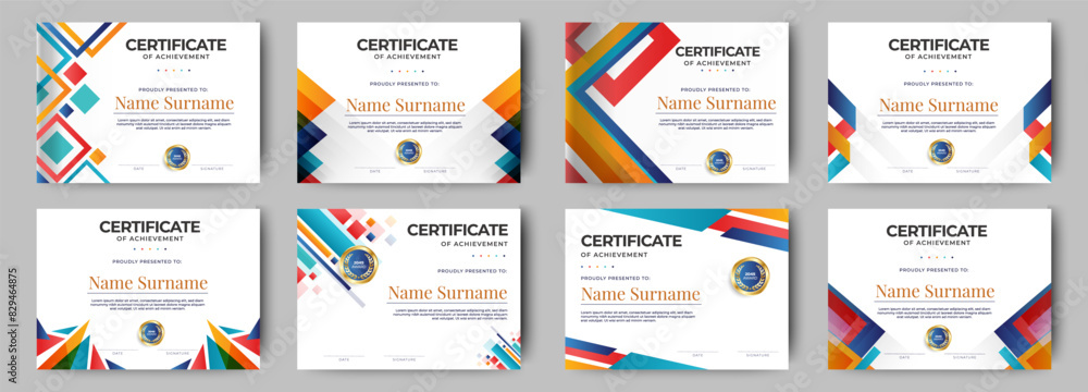 certificates template design. eight horizontal diploma certificates ...