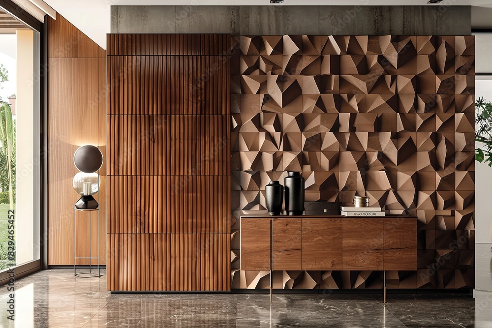 Elegant Wooden Panel Entrance Wall Design for Modern Home Interiors ...