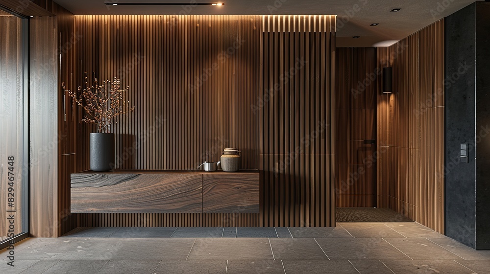 Stylish Wooden Panel Entrance Wall Design for Modern Home Interiors ...