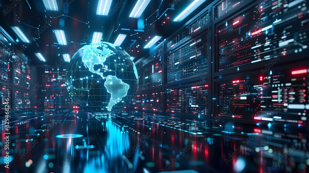 High-speed data transfer and cyber technology illustrated by an America ...