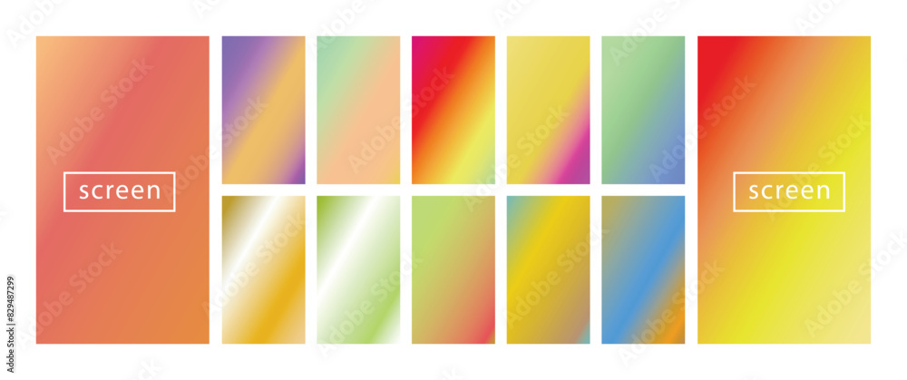 Mobile screen lock display collection of colorful backgrounds in trendy ...