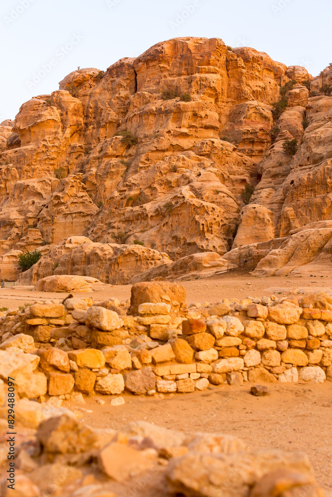 Al Beidha ruins of a prehistoric settlement in Middle East, located ...