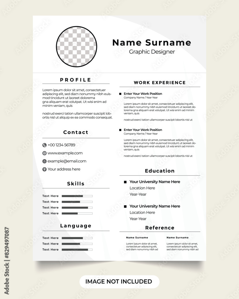 Professional minimal and modern resume or cv template. employment ...