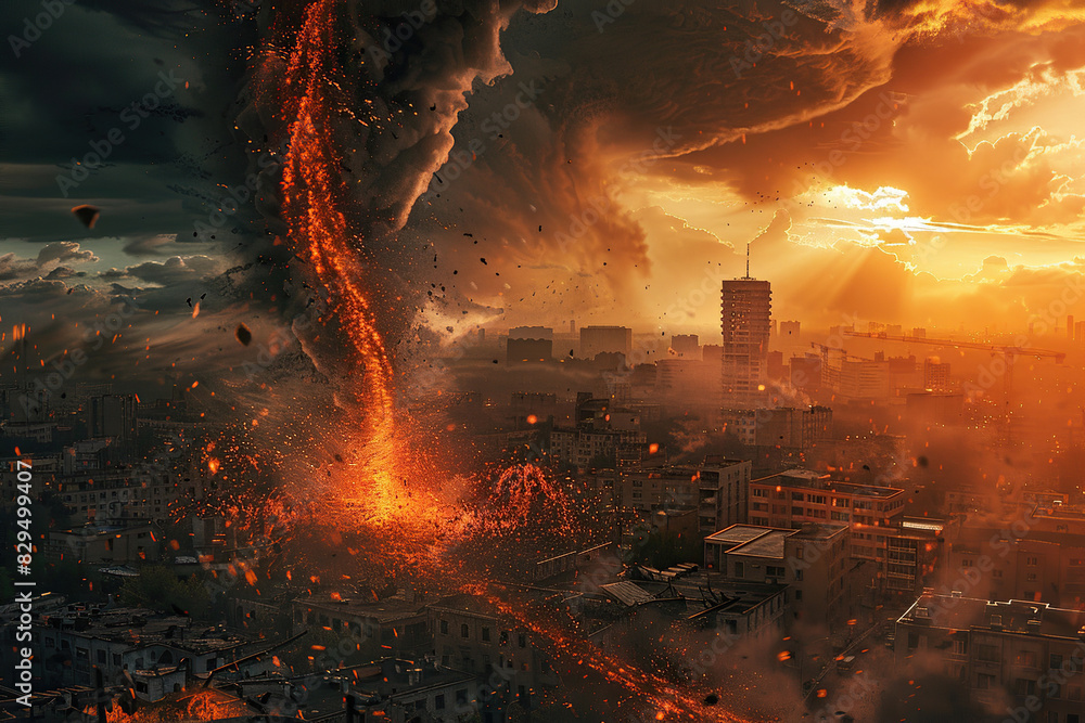 Generative ai on theme of scary huge hurricane fire tornado ...