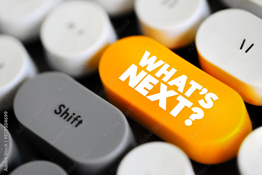 What's Next Question text button on keyboard, concept background Stock ...