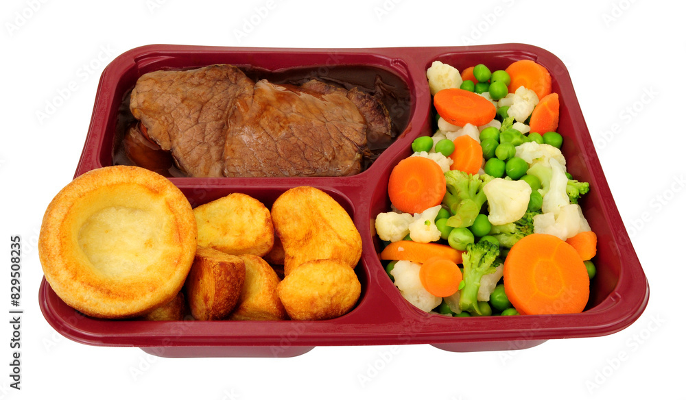 Roast beef ready meal with sliced silverside beef, gravy, roast ...
