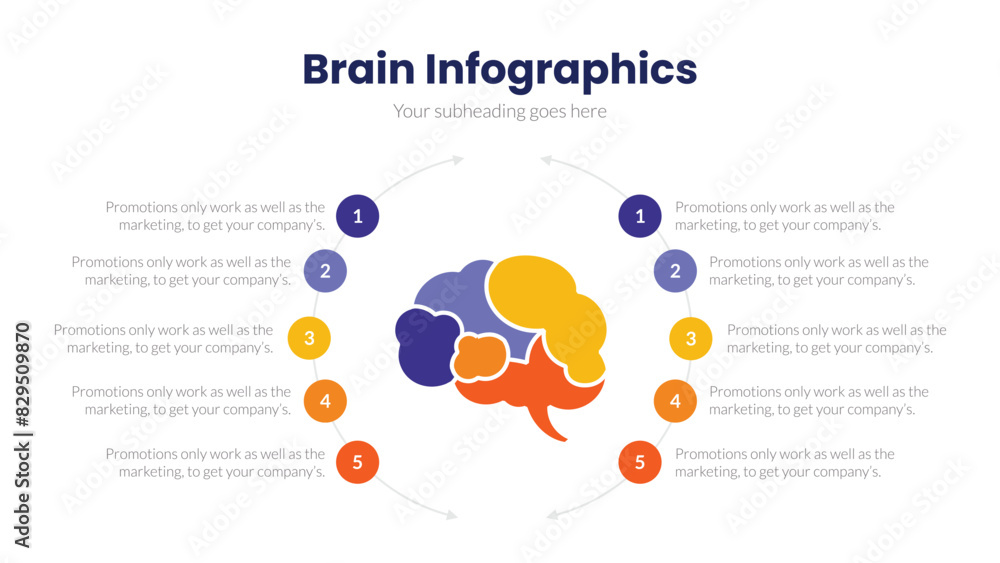 Vetor de Creative Business and Marketing human brain infographic ...