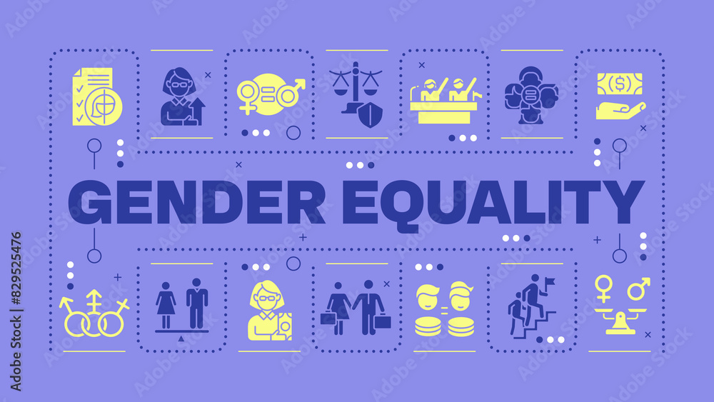 Gender equality purple word concept. Workplace diversity. Equal ...