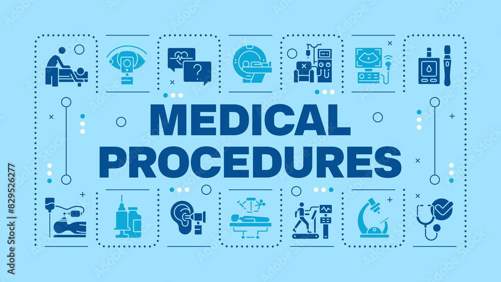 Medical procedures blue word concept. Health checkup. Medical ...