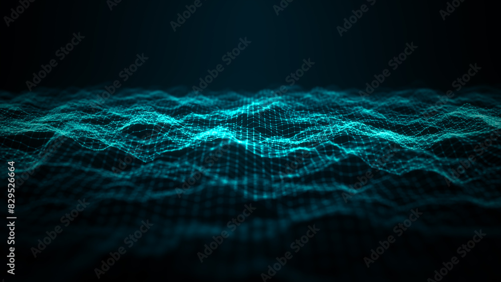 Technology digital network waves cyberspace futuristic, A visual ...