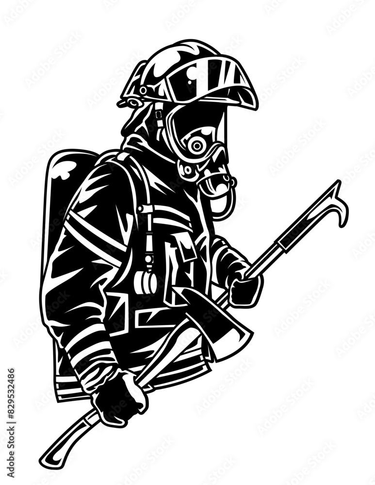 Firefighter Illustration, Fireman Dad T-shirt Design Cut File, Fire ...
