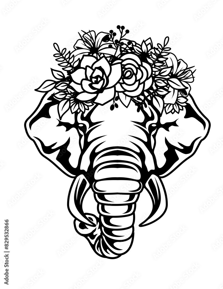 Floral Elephant Illustration, Zoo Crew Clipart, Safari Life Cut file ...