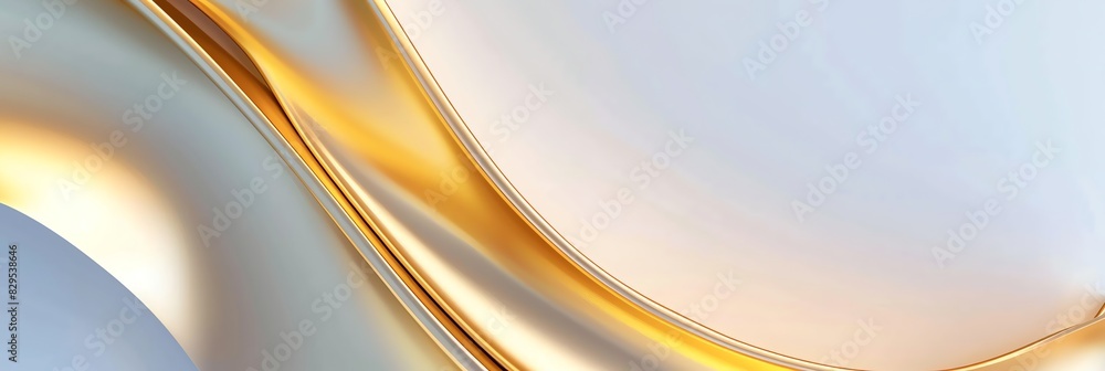 gold , siver gradient, curved shape, white background, 3d render ...