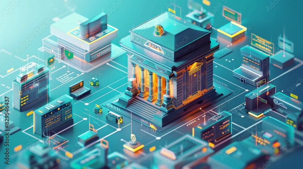 3D Banking Evolution: Illustrate the transformation of banking from ...