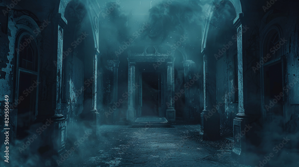 dark and moody Halloween background featuring a haunted mansion with ...