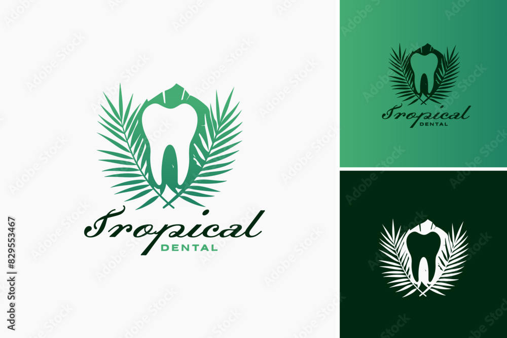 Tropical Dental Logo: A vibrant design featuring tropical foliage ...