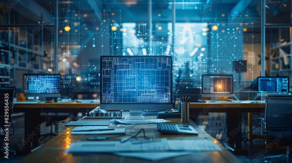 Architectural Planning: Depict architects and engineers collaborating ...