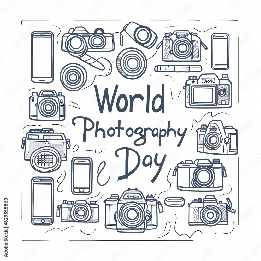 World photography day vector, banner. Social media post template with ...