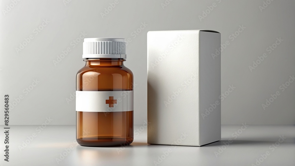 Medicine box packaging and bottle label design with mockup Stock ...