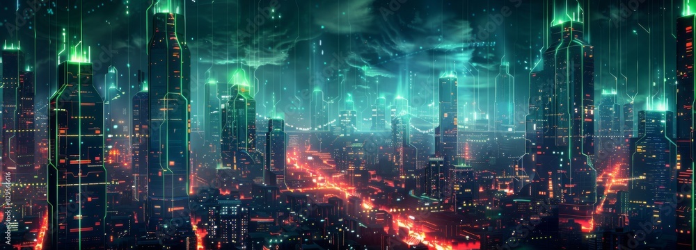 Futuristic Smart Cyber City: Innovative Urban Landscape in Digital ...