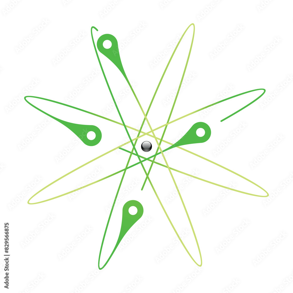 Atom symbols of nuclear energy icon. Scientific research and molecular ...