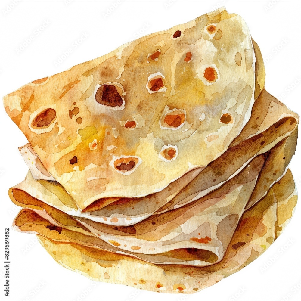 This watercolor clip art features Lefse, a traditional Norwegian ...