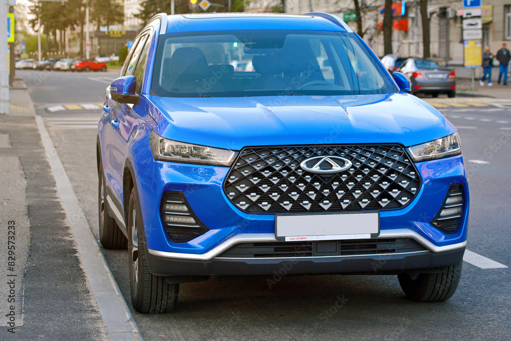 Minsk, Belarus. Apr 24, 2024. Chery Tiggo 7 Pro Crossover parked at ...