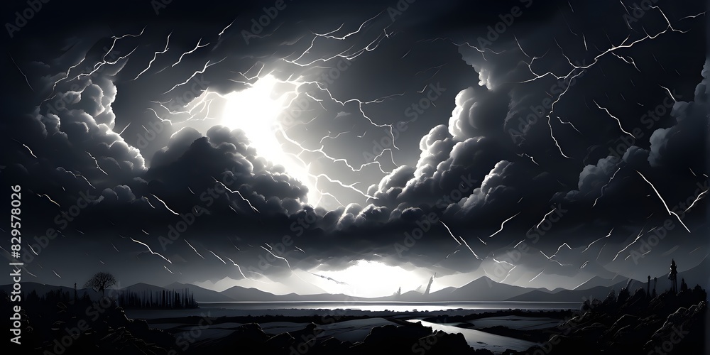 apocalyptic thunderstorm with end of the world scenario Stock ...
