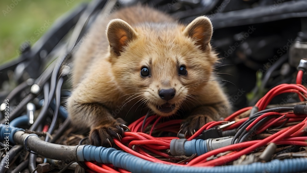 Marten bites into cables in the engine compartment Stock Photo | Adobe ...
